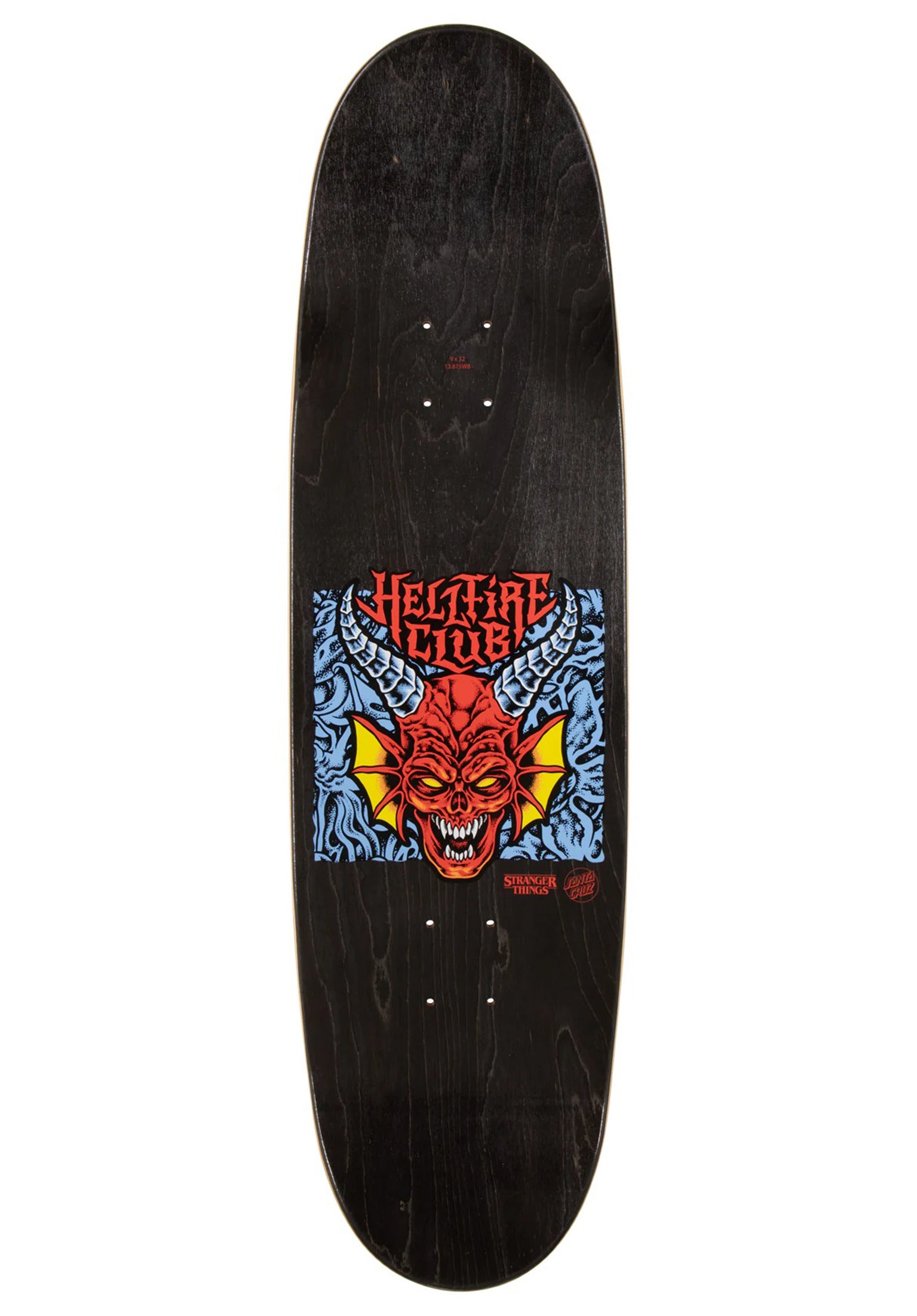 X Stranger Things Hellfire Club Flames Santa-Cruz Deck in glow-in-the ...