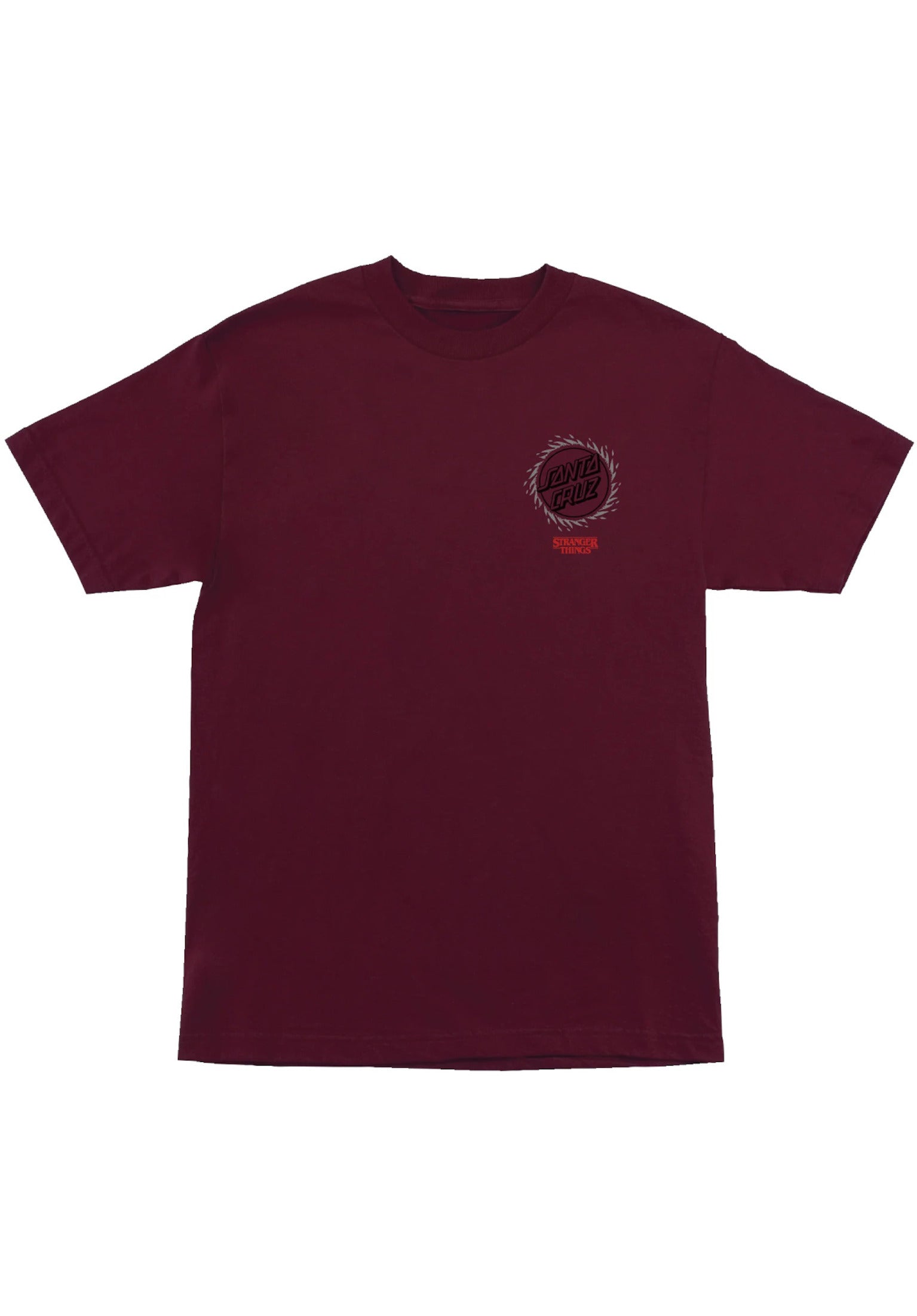 X Stranger Things Hellfire Pit Santa-Cruz T-Shirt in maroon for men ...